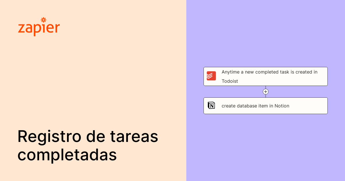 Anytime a new completed task is created in Todoist, create database item in Notion. | Zapier