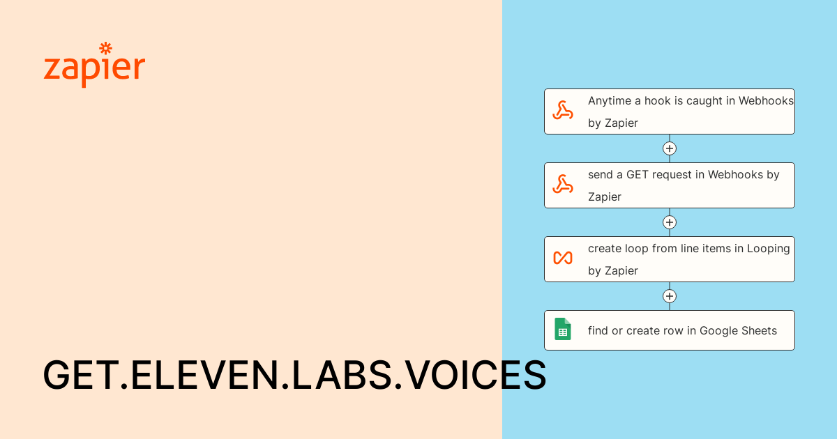 This Zap is used to loop through Eleven Labs voices and record all the voices into a Google ...