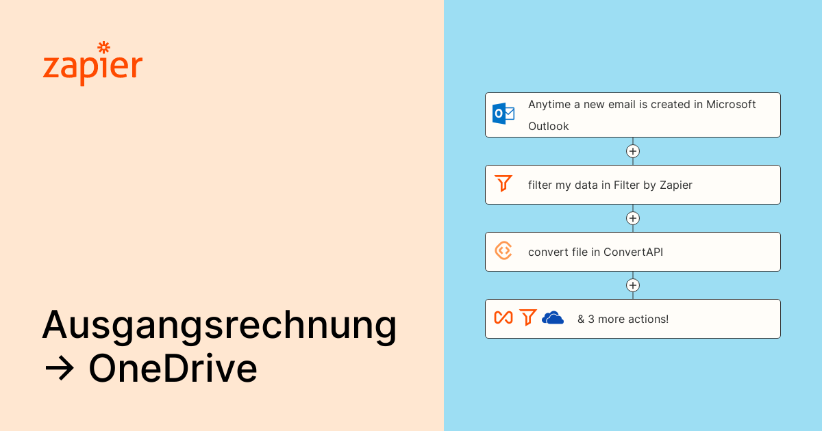 Anytime a new email is created in Microsoft Outlook, filter my data in Filter by Zapier, convert ...