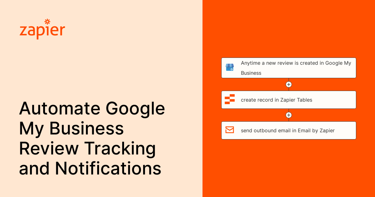 Anytime a new review is created in Google My Business, create record in Zapier Tables and send ...