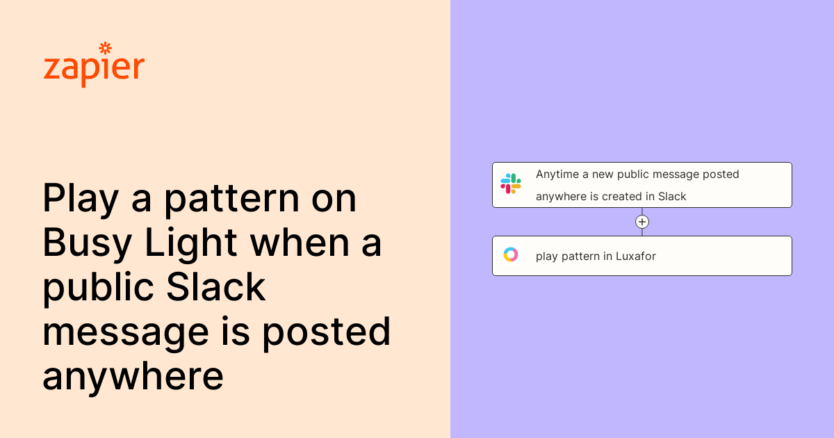 Anytime a new public message posted anywhere is created in Slack, play pattern on the Busy Tag ...