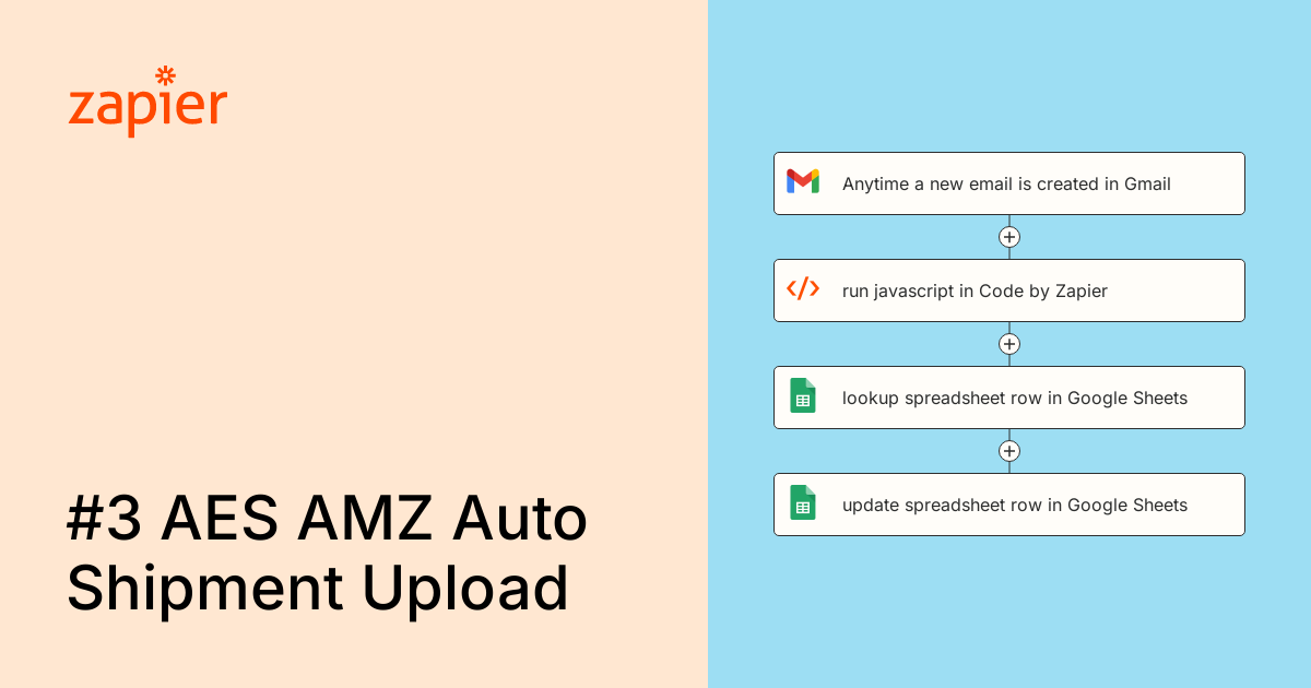 Anytime a new email is created in Gmail, run javascript in Code by Zapier, lookup spreadsheet ...