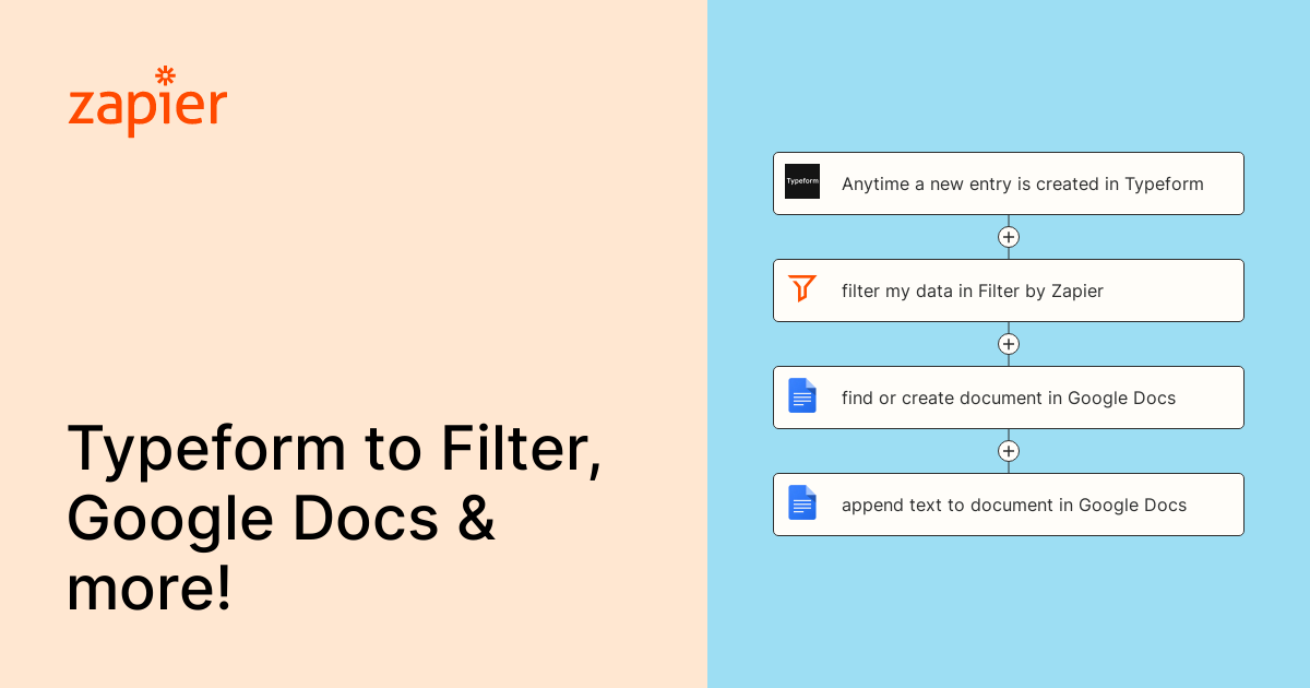 Anytime a new entry is created in Typeform, filter my data in Filter by Zapier, find or create ...