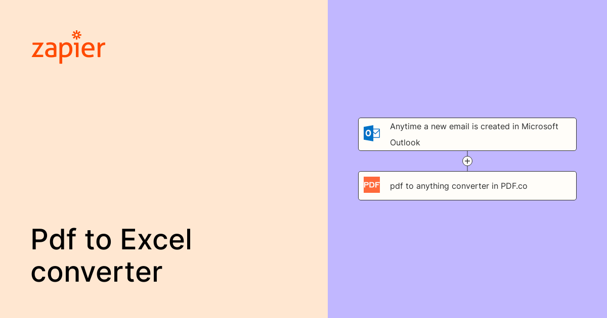Anytime a new email is created in Microsoft Outlook, pdf to excel in PDF4me. | Zapier