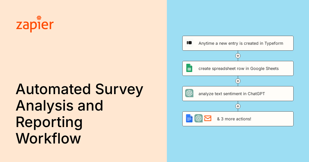 Anytime a new entry is created in Typeform, create spreadsheet row in Google Sheets, analyze ...
