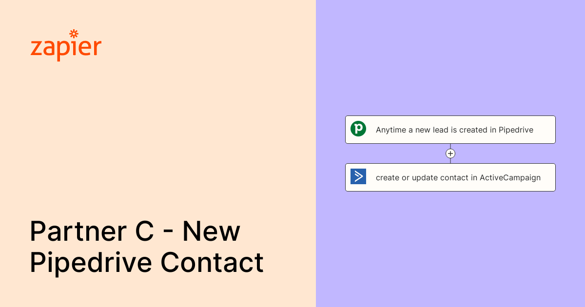 Anytime a new lead is created in Pipedrive, create or update contact in ActiveCampaign. | Zapier