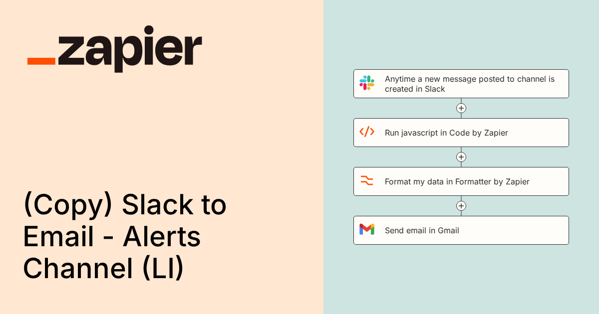 Anytime a new message posted to channel is created in Slack, run javascript in Code by Zapier ...
