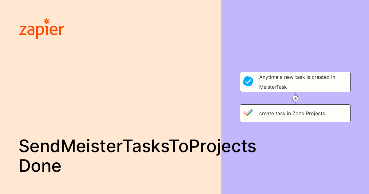 Anytime a new task is created in MeisterTask, create task in Zoho Projects. | Zapier