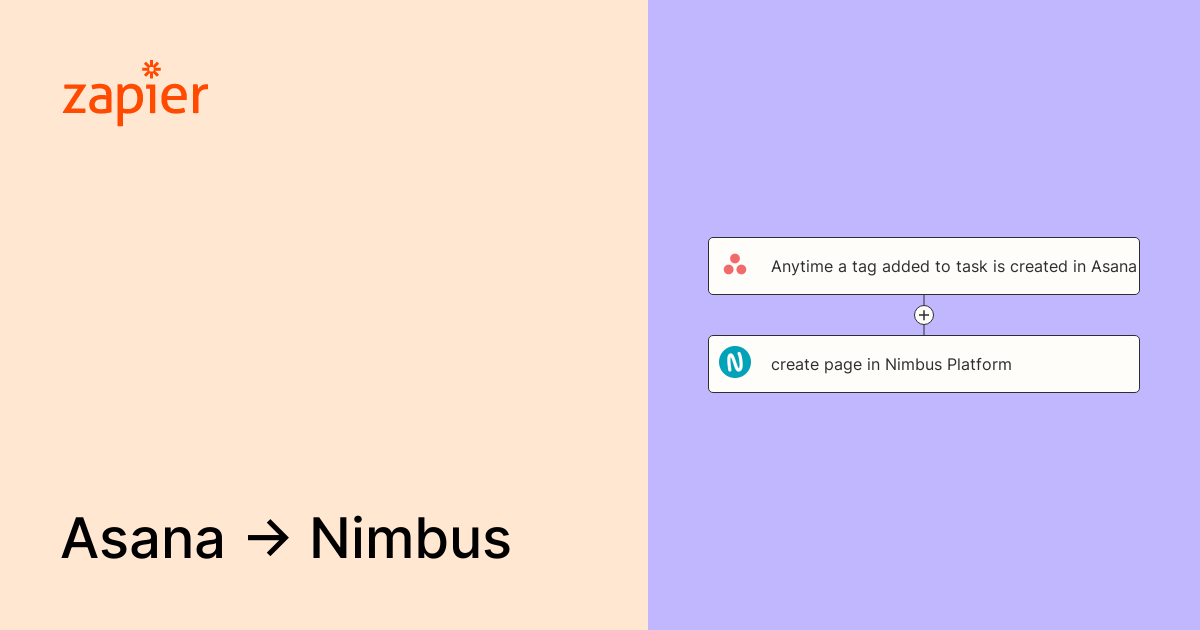 Anytime a tag added to task is created in Asana, create page in Nimbus Platform. | Zapier