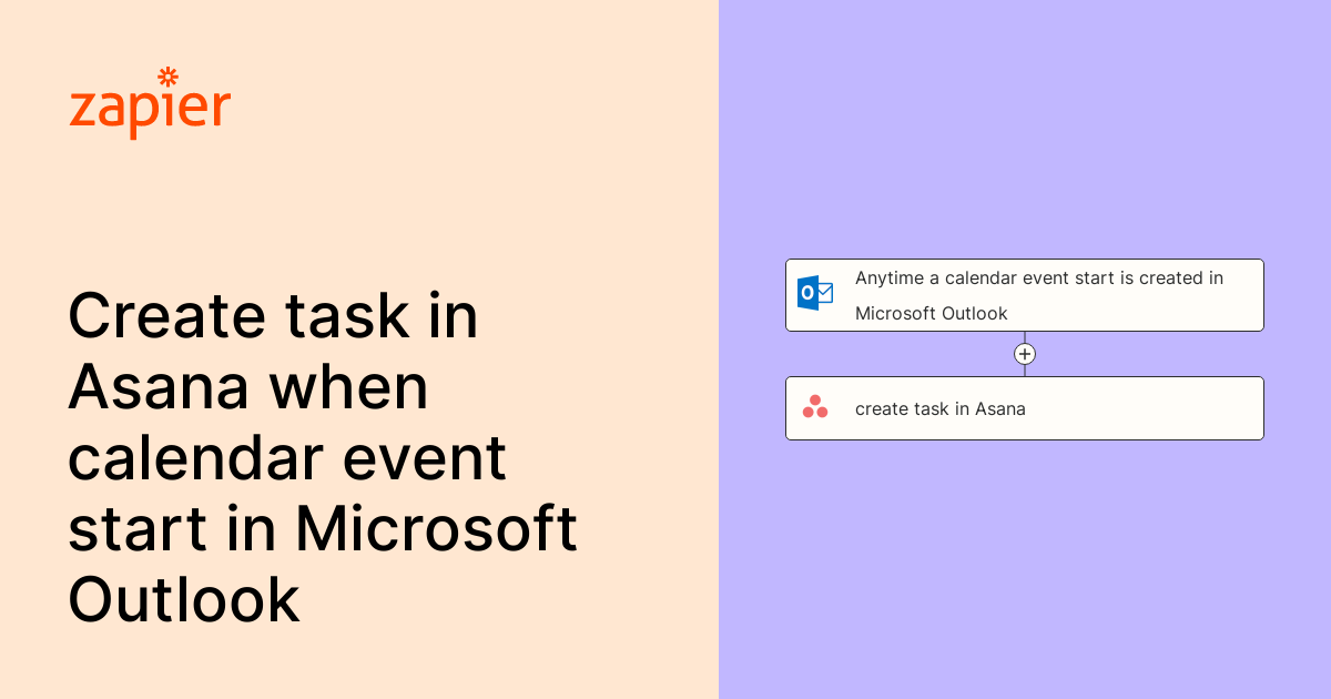 Anytime a calendar event start is created in Microsoft Outlook, create task in Asana. | Zapier