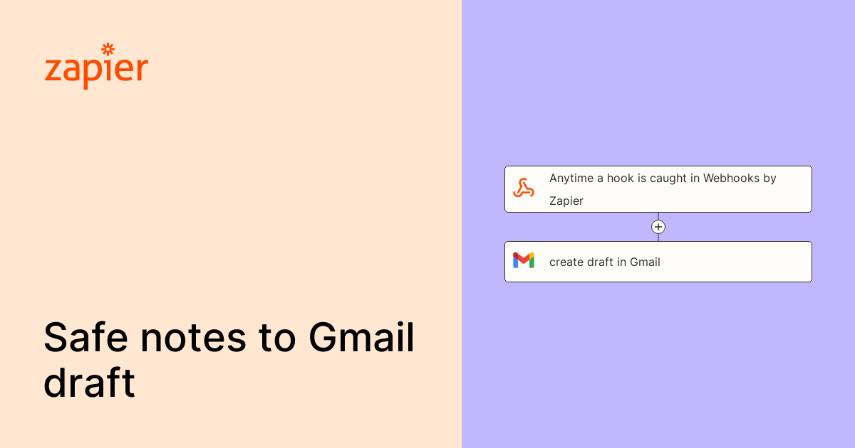 Anytime a hook is caught in Webhooks by Zapier, create draft in Gmail. | Zapier