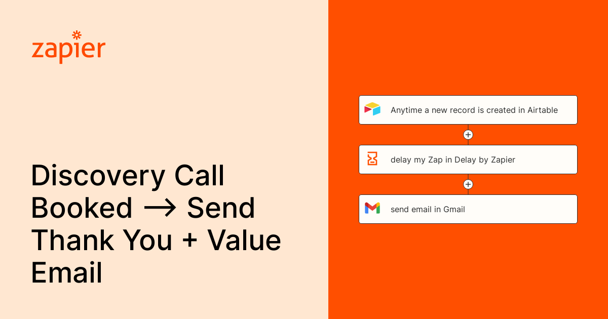 Anytime a new record is created in Airtable, delay my Zap in Delay by Zapier and send email in ...