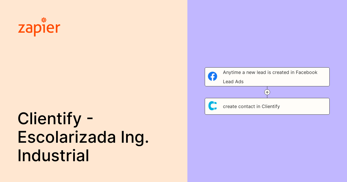 Anytime a new lead is created in Facebook Lead Ads, create contact in Clientify. | Zapier