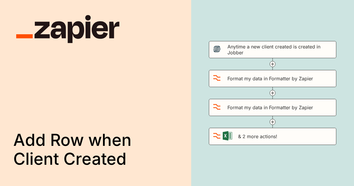 Anytime a new client created is created in Jobber, format my data in Formatter by Zapier, format ...