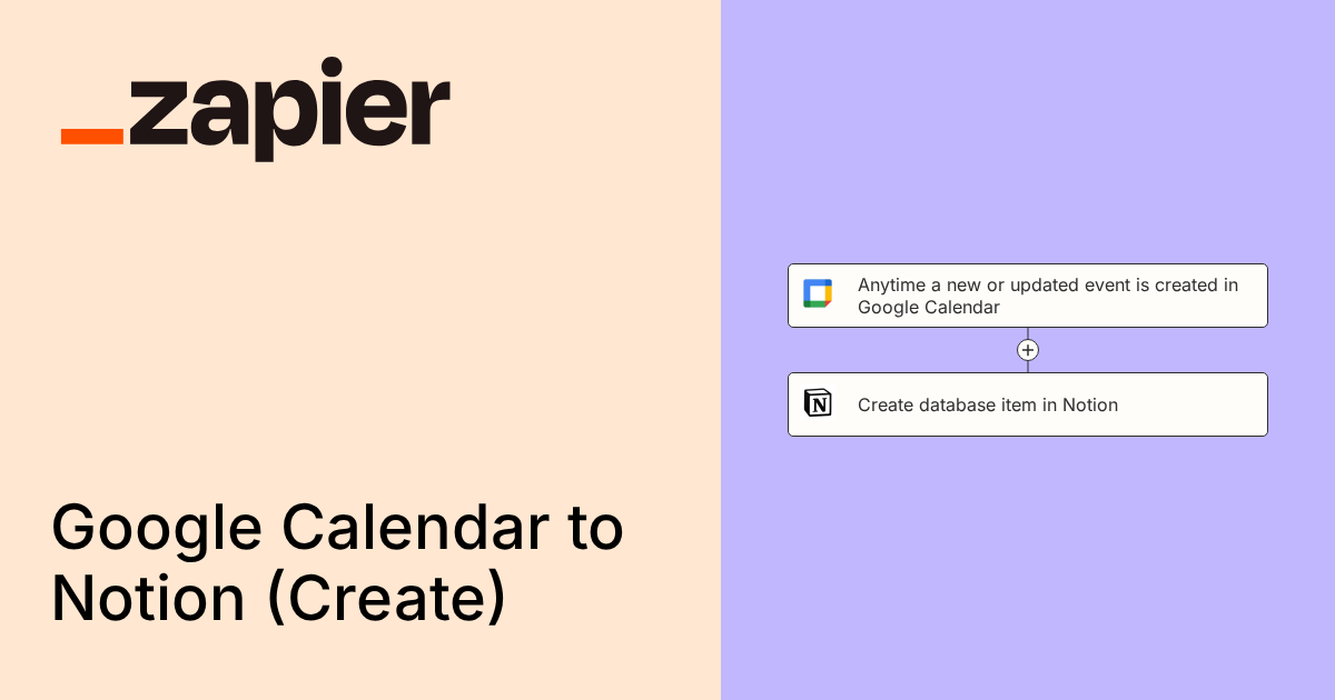 Anytime a new or updated event is created in Google Calendar, create database item in Notion ...