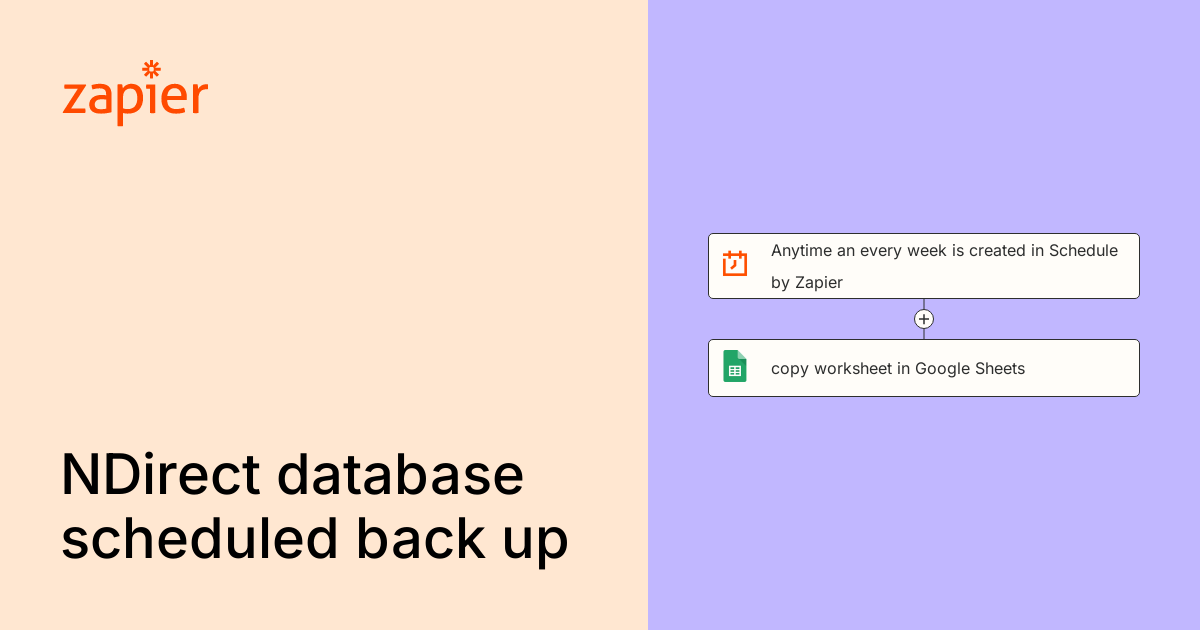 Anytime an every week is created in Schedule by Zapier, copy worksheet in Google Sheets. | Zapier