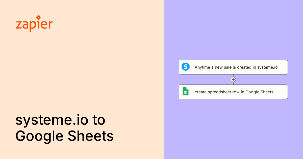 Anytime a new sale is created in systeme.io, create spreadsheet row in Google Sheets. | Zapier