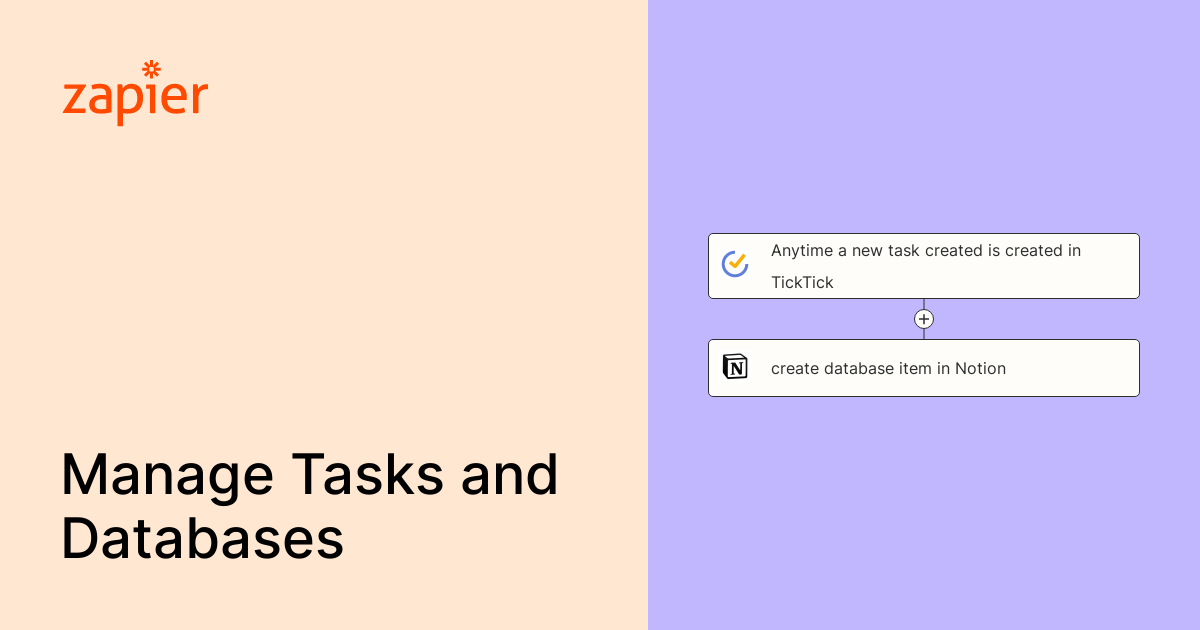 Anytime a new task created is created in TickTick, create database item in Notion. | Zapier
