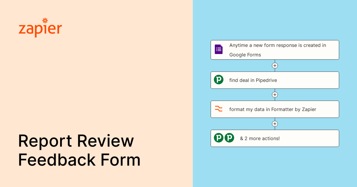 Anytime a new form response is created in Google Forms, find deal in Pipedrive, format my data ...