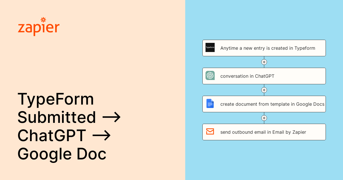 Anytime a new entry is created in Typeform, conversation in ChatGPT, create document from ...