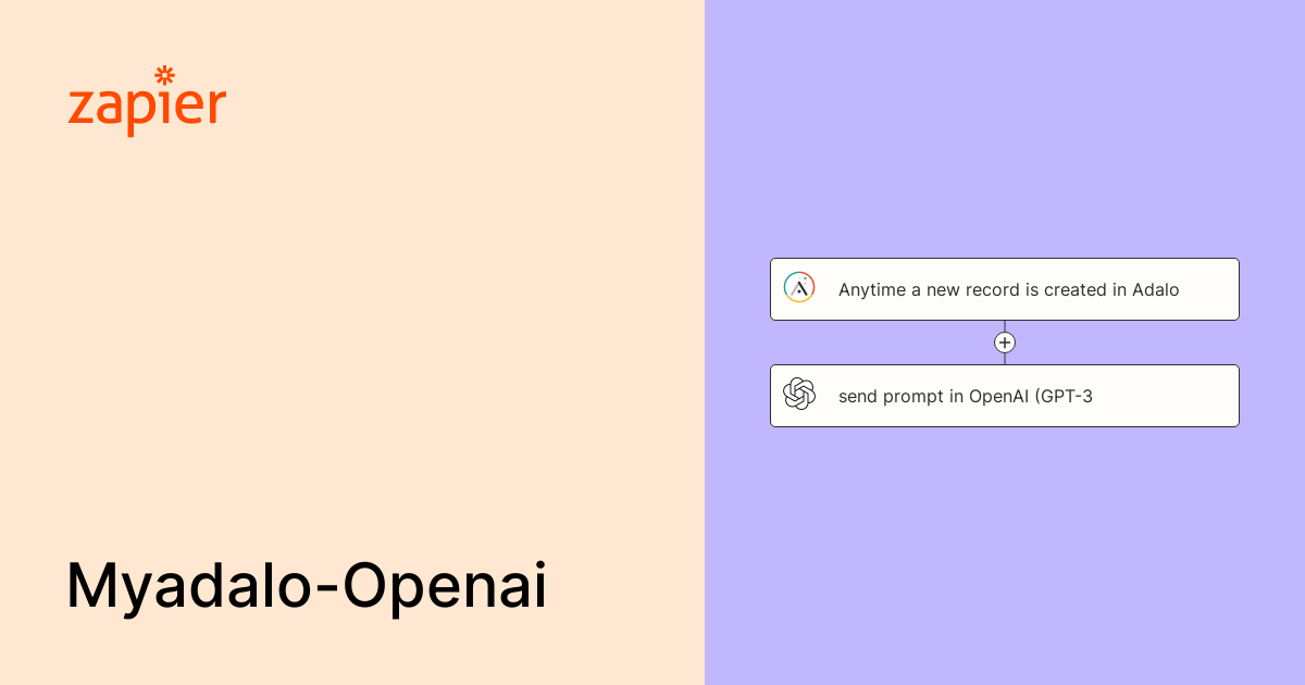 Anytime a new record is created in Adalo, send prompt in OpenAI (GPT-3, DALL-E, Whisper). | Zapier