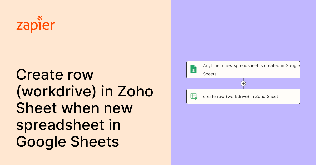 Anytime a new spreadsheet is created in Google Sheets, create row (workdrive) in Zoho Sheet ...