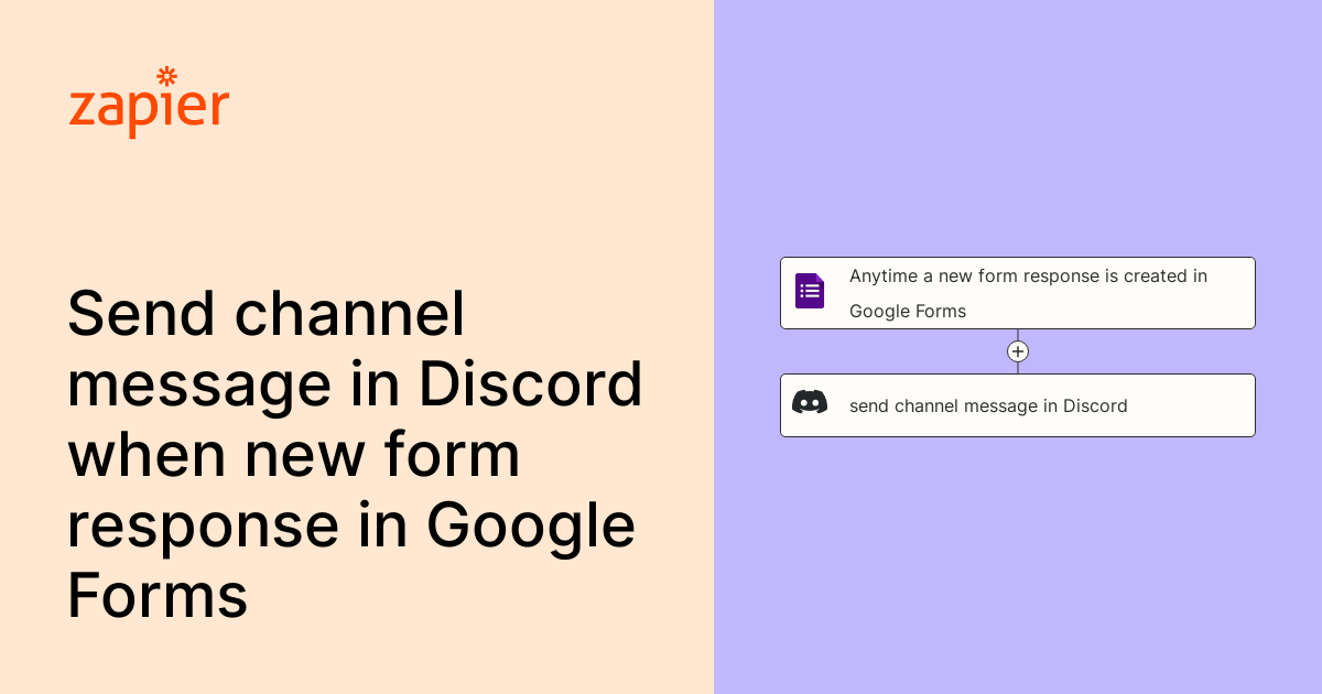 Anytime a new form response is created in Google Forms, send channel message in Discord. | Zapier