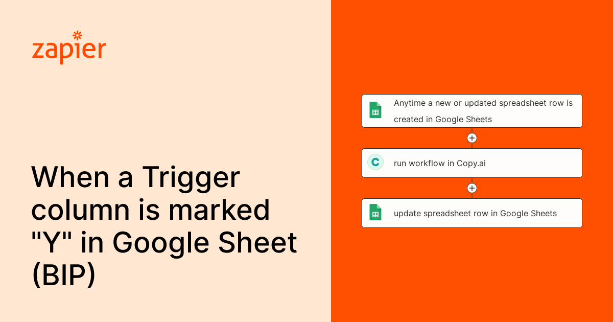 Anytime a new or updated spreadsheet row is created in Google Sheets, run workflow in Copy.ai ...
