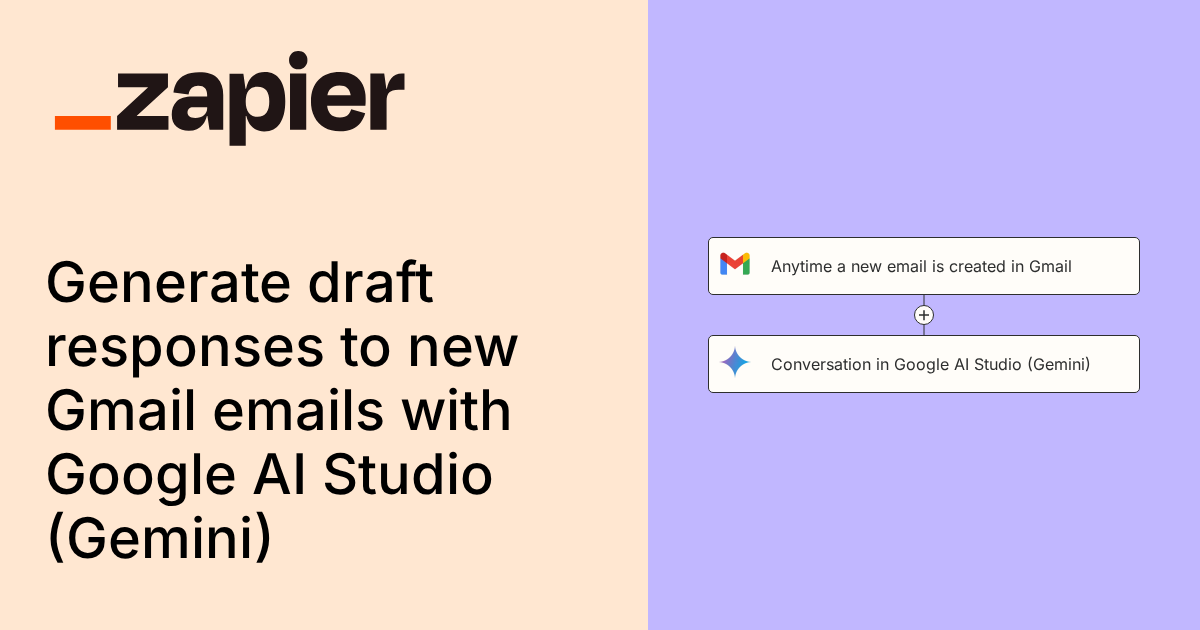 Anytime a new email is created in Gmail, conversation in Google AI Studio (Gemini). | Zapier