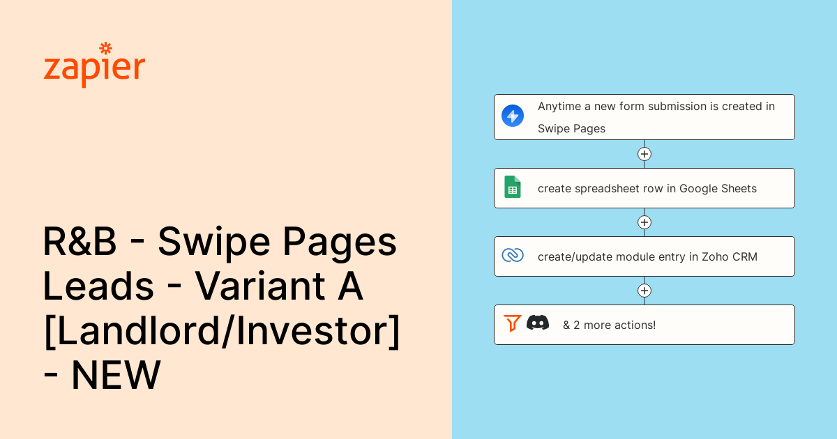 Anytime a new form submission is created in Swipe Pages, create spreadsheet row in Google Sheets ...