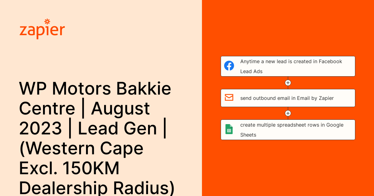 Anytime a new lead is created in Facebook Lead Ads, send outbound email in Email by Zapier and ...