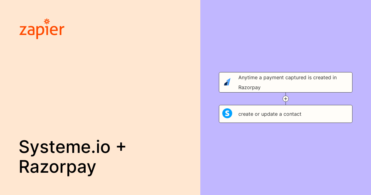 Anytime a payment captured is created in Razorpay, create or update a contact, including adding ...