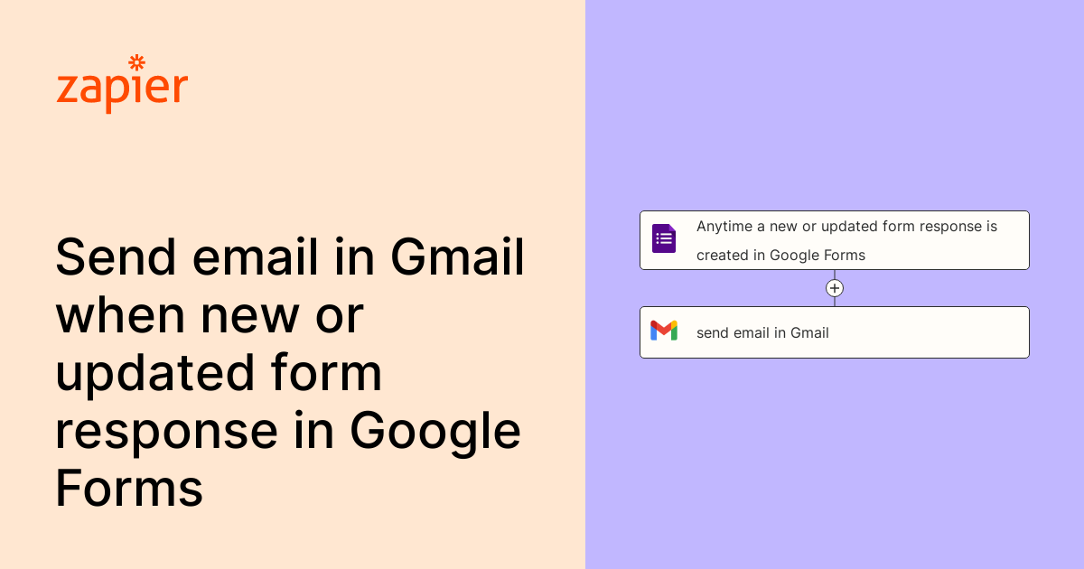 Anytime a new or updated form response is created in Google Forms, send email in Gmail. | Zapier