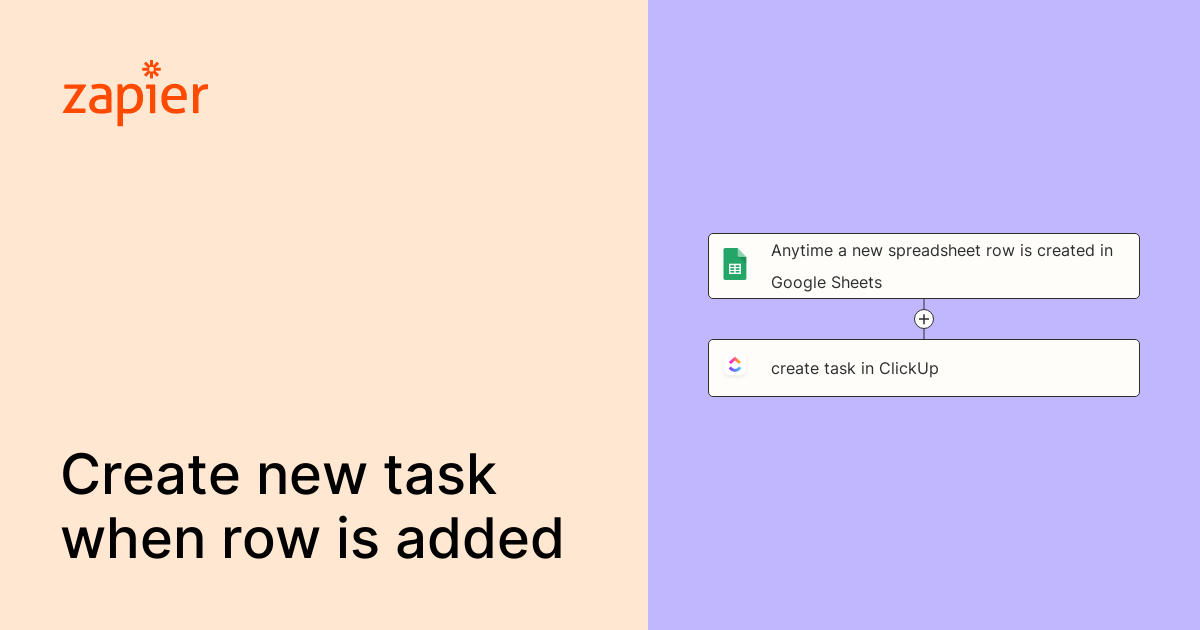 Anytime a new spreadsheet row is created in Google Sheets, create task in ClickUp. | Zapier