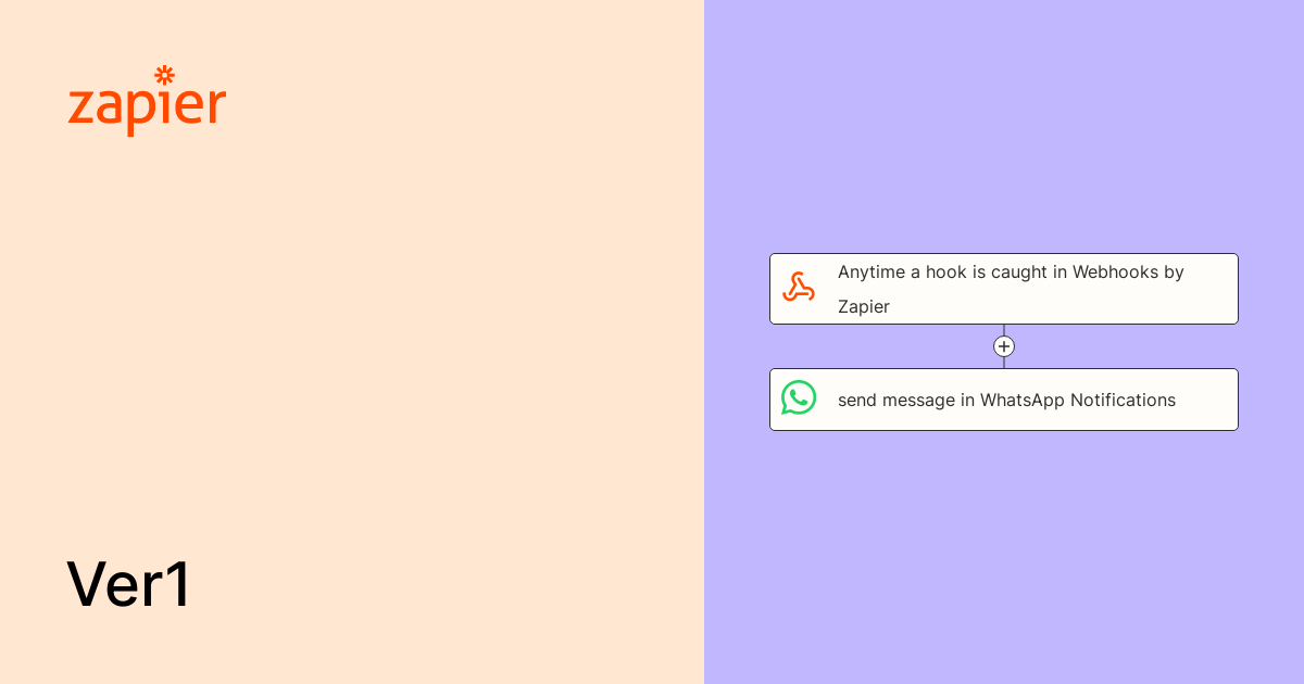 Anytime a hook is caught in Webhooks by Zapier, send message in WhatsApp Notifications. | Zapier