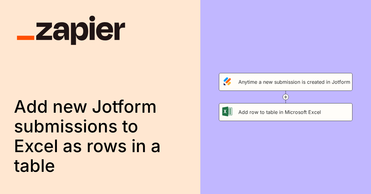 Anytime a new submission is created in Jotform, add row to table in Microsoft Excel. | Zapier