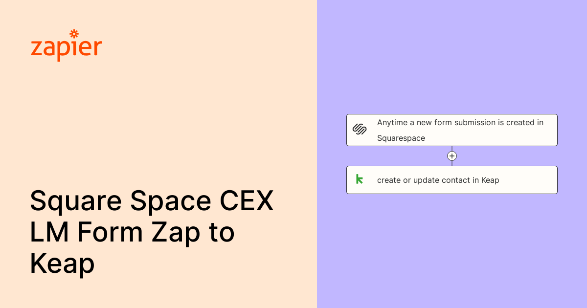 Anytime a new form submission is created in Squarespace, create or update contact in Keap. | Zapier