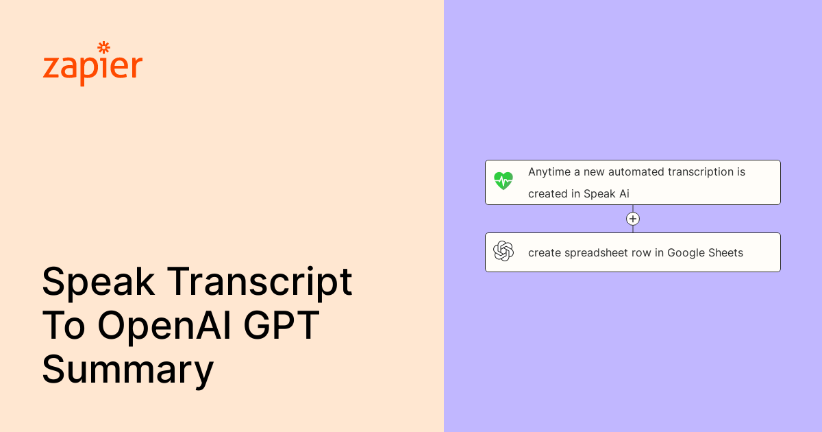 Anytime a new automated transcription is created in Speak Ai, send prompt in OpenAI. | Zapier