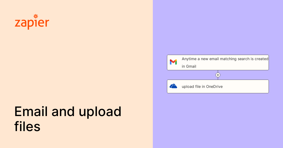 Anytime a new email matching search is created in Gmail, upload file in OneDrive. | Zapier