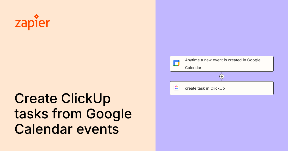 Anytime a new event is created in Google Calendar, create task in ClickUp. | Zapier