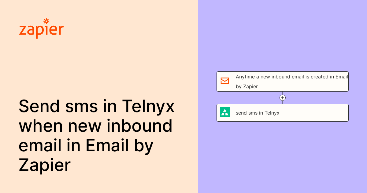 Anytime a new inbound email is created in Email by Zapier, send sms in Telnyx. | Zapier