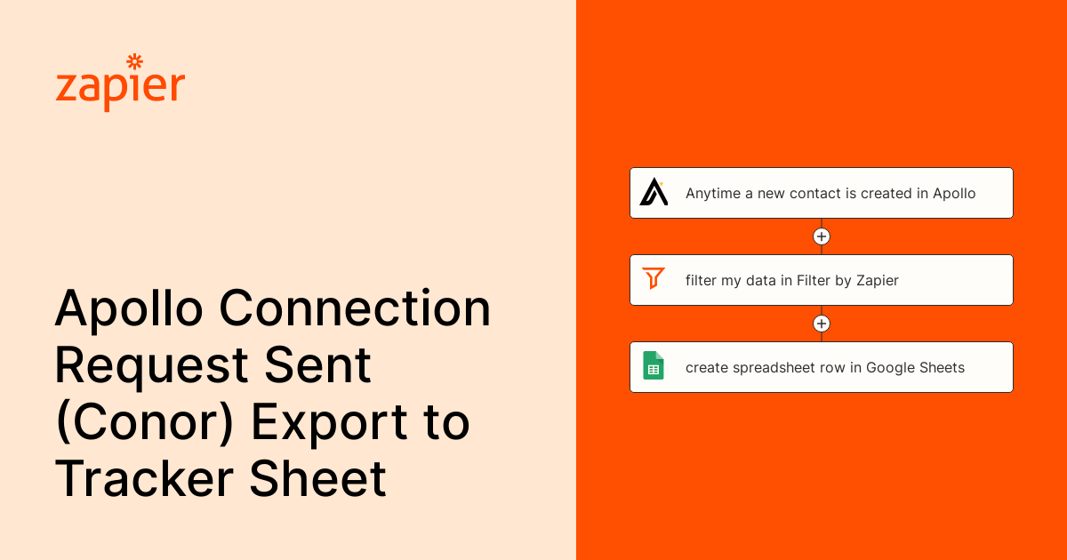 Anytime a new contact is created in Apollo, filter my data in Filter by Zapier and create ...