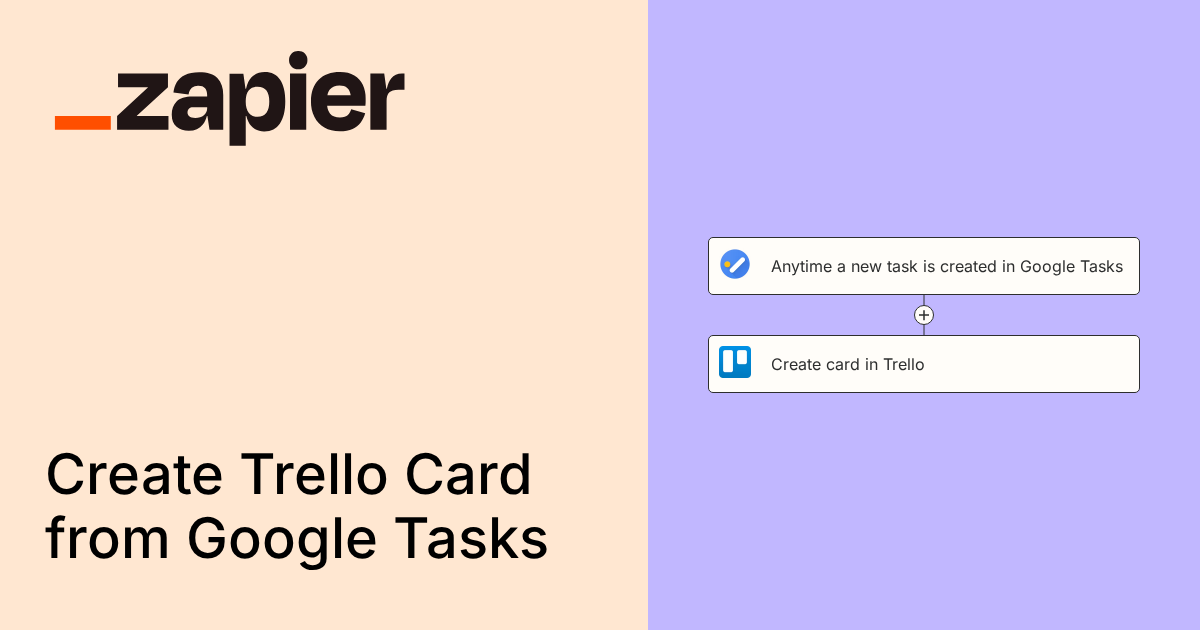 Anytime a new task is created in Google Tasks, create card in Trello. | Zapier
