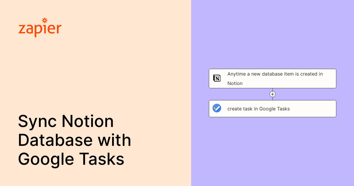 Anytime a new database item is created in Notion, create task in Google Tasks. | Zapier