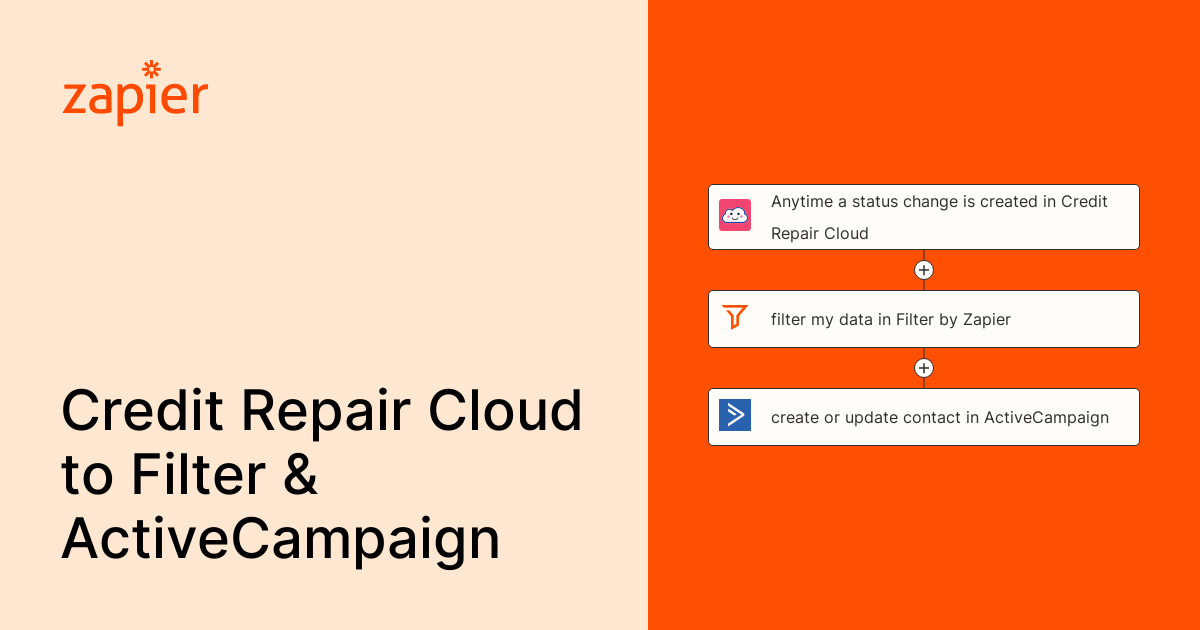 Anytime a status change is created in Credit Repair Cloud, filter my ...