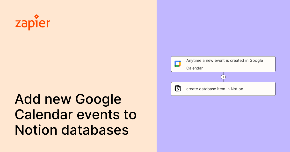 Anytime a new event is created in Google Calendar, create database item in Notion. | Zapier