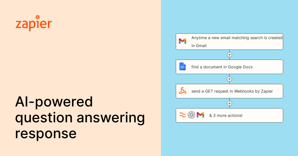 Anytime a new email matching search is created in Gmail, find a document in Google Docs, send a ...
