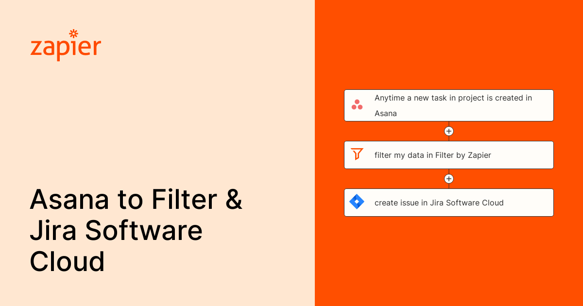Anytime a new task in project is created in Asana, filter my data in Filter by Zapier and create ...