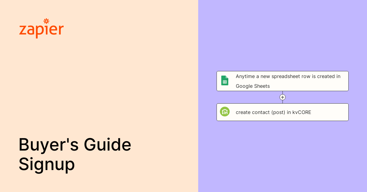 Anytime a new spreadsheet row is created in Google Sheets, create contact (post) in kvCORE. | Zapier