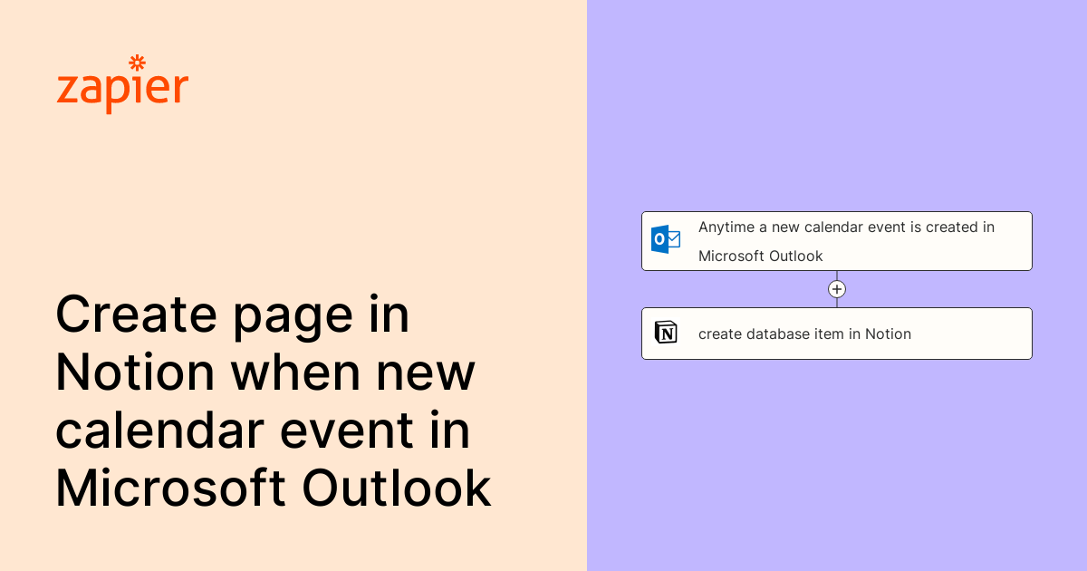 Anytime a new calendar event is created in Microsoft Outlook, create database item in Notion ...